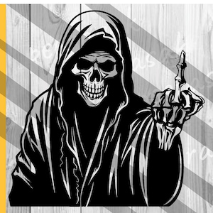 Grim Reaper Middle Finger SVG, Skull SVG, Middle Finger Skeleton SVG ...