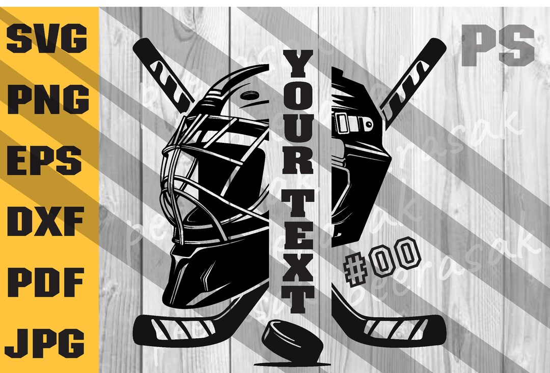 Goalie Helmet Hockey Svg, Hockey Svg, Split Hockey Player Svg, Helmet ...