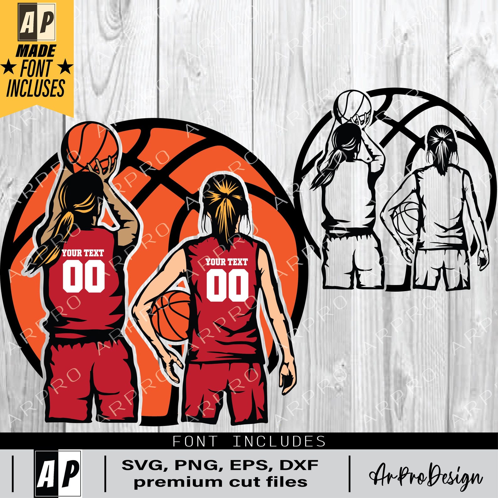 Two Girls Basketball Svg, Colored Layers, Personalized Name, Basketball ...