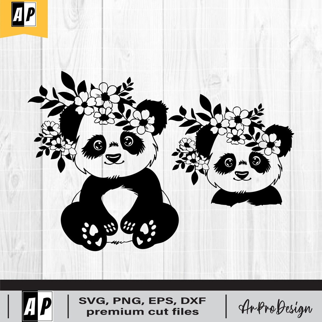 Floral Panda Svg, Panda Svg, Baby Panda Png, Cute Animal Svg, Cute Baby ...