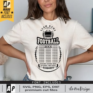 Football Team Svg, Template, Back of Shirt Svg, Team Members Svg, Cut ...