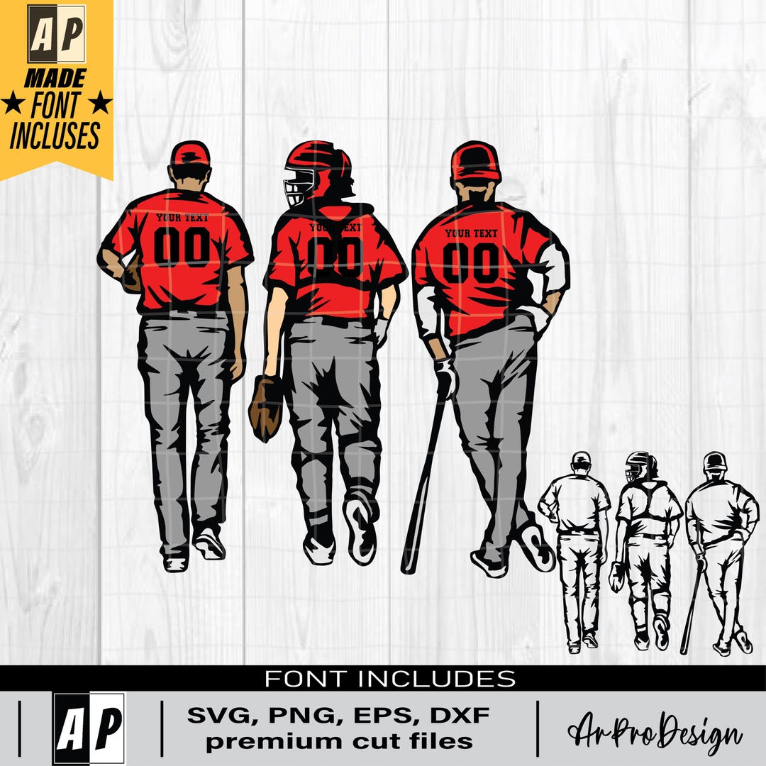 Set 3 Baseball Player SVG, Baseball Gift, Baseball for Silhouette ...