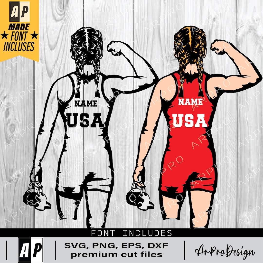 Female Wrestling SVG File, Girl Wrestler SVG, Colored Layers, Change ...