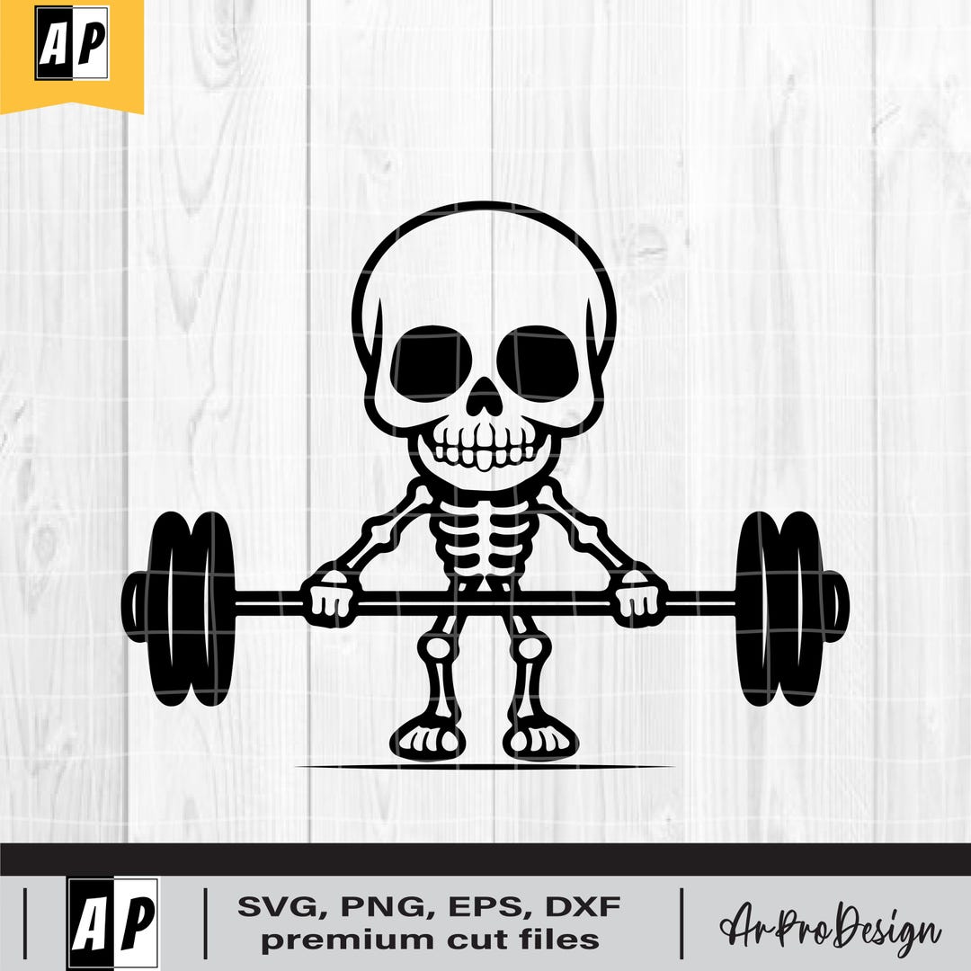 Skeleton Deadlift SVG, Cute Funny Gym Sticker, Png Pdf Psd Jpeg Cricut ...