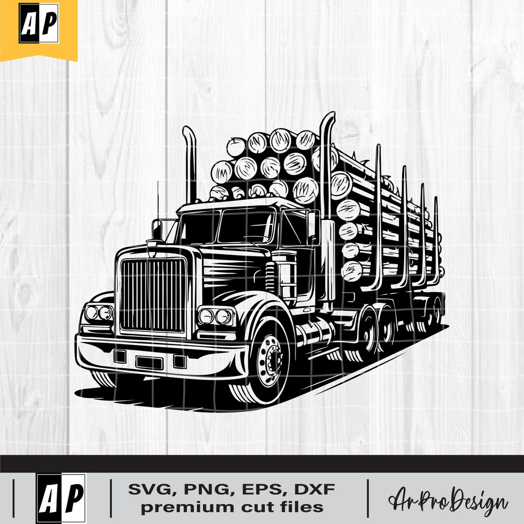Logging Truck SVG – Timber Hauler Big Rig Clipart for Cricut, PNG, DXF ...