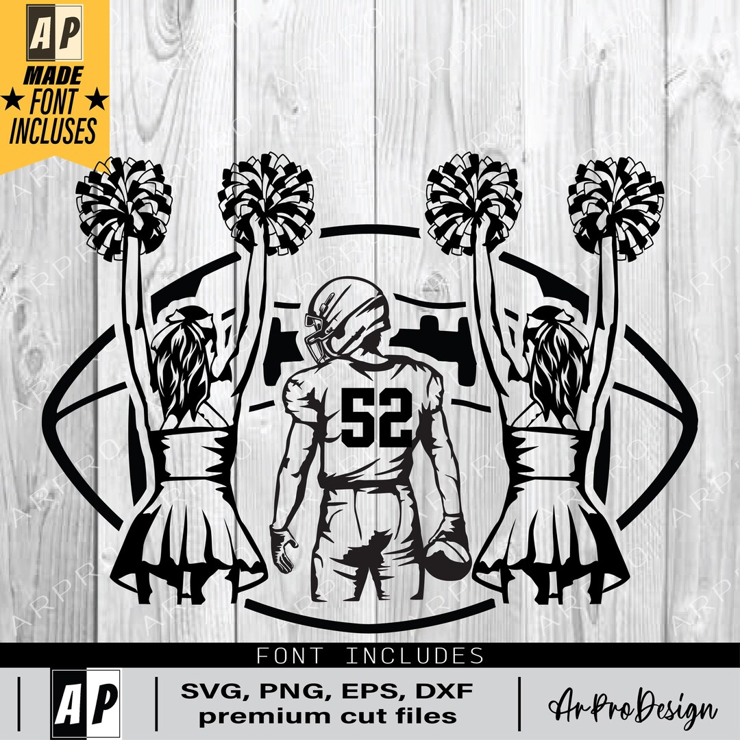 Football and Cheerleader Svg, Football Player Svg, Football Name Svg ...