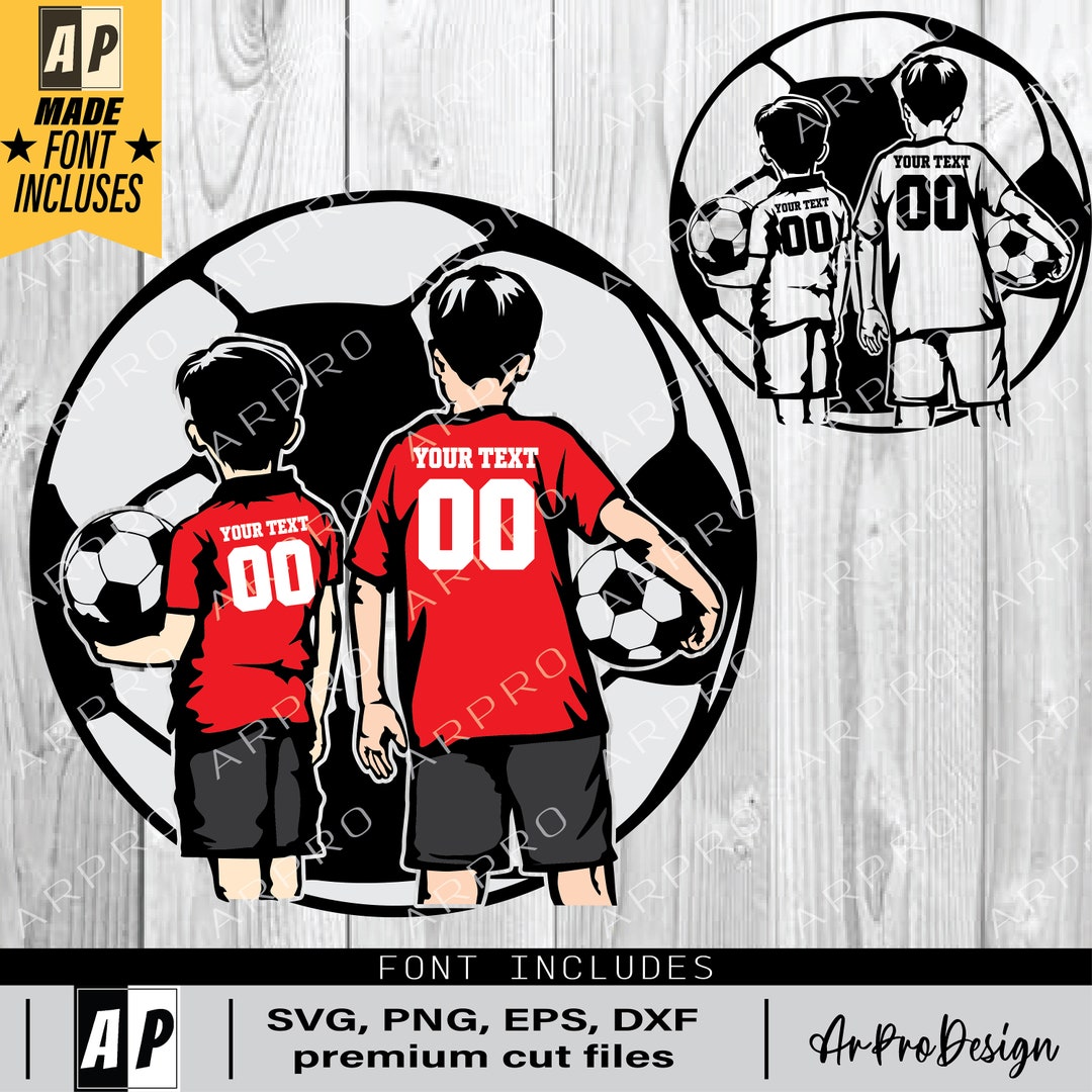 Soccer Two Boys Svg, Soccer Player Svg, Colored Layers, Soccer Monogram ...