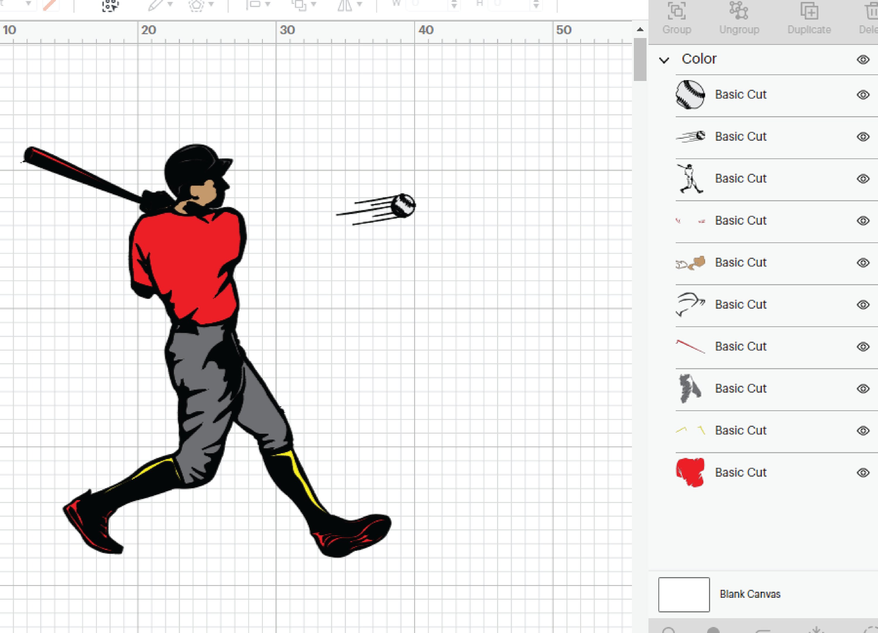 Baseball Player SVG, Colored Layers, Baseball Monogram for Silhouette ...