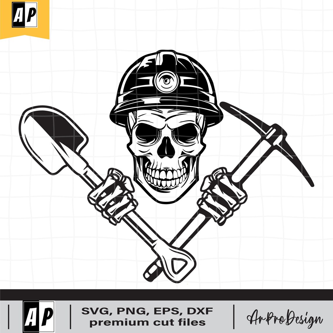Mining Skull Svg, Coal Miner Skull Svg, Skull Clipart, Miner Svg, Miner ...