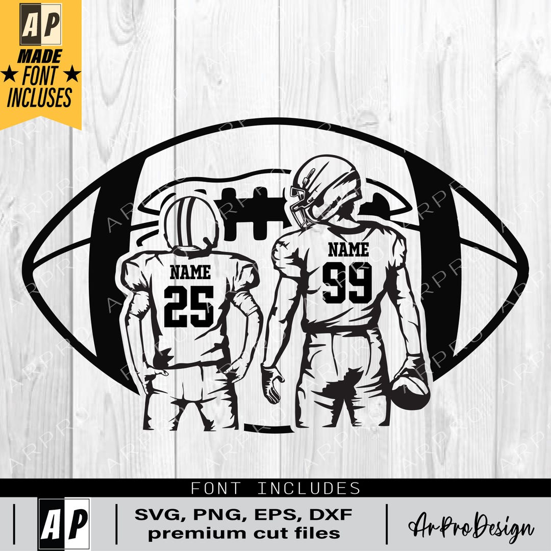 Two Football Players Svg, Personalized Name, Football Name Svg ...
