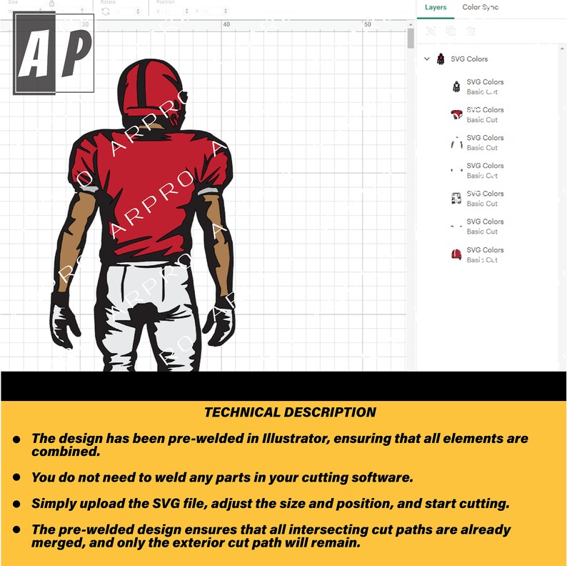Football Svg,american Football Player Svg, Colored Layers, Football ...