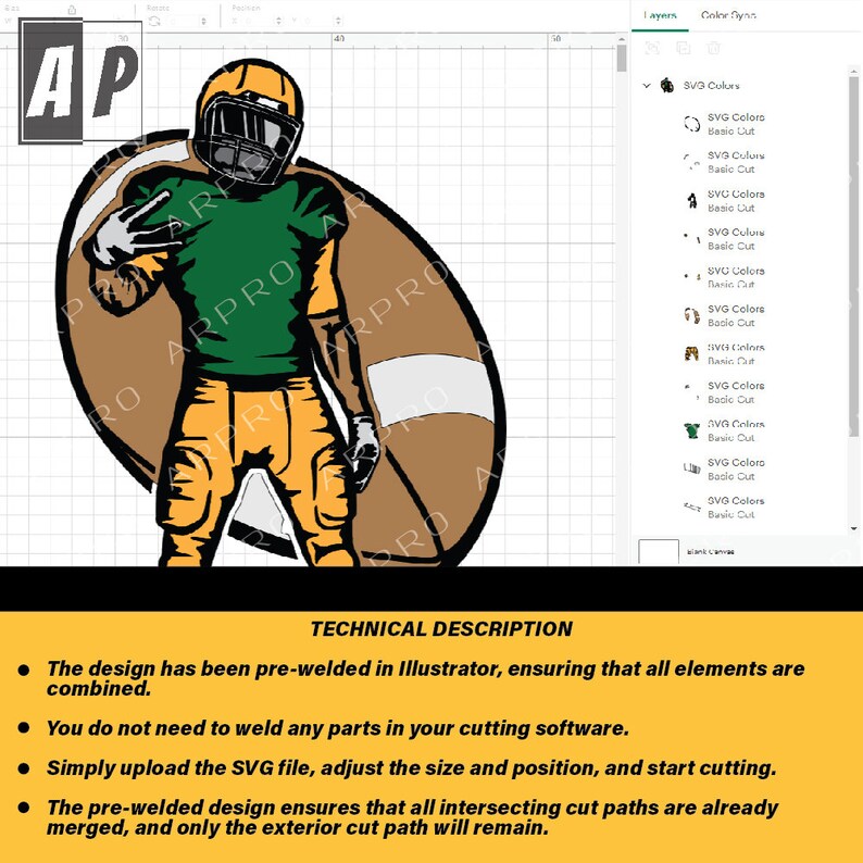 Football Player Svg, Football Svg, Colored Layers, Football Team ...