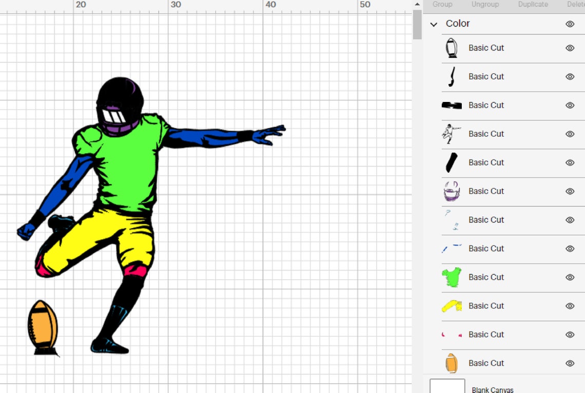 Football Kicker Svg Football Player Svg Colored Layers - Etsy