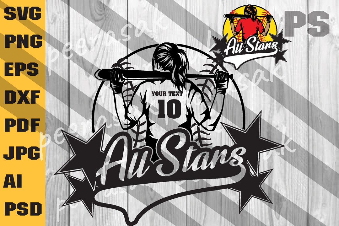 Allstar Svg, Softball Svg, All Star Svg, Shirt Design, Girls Softball ...