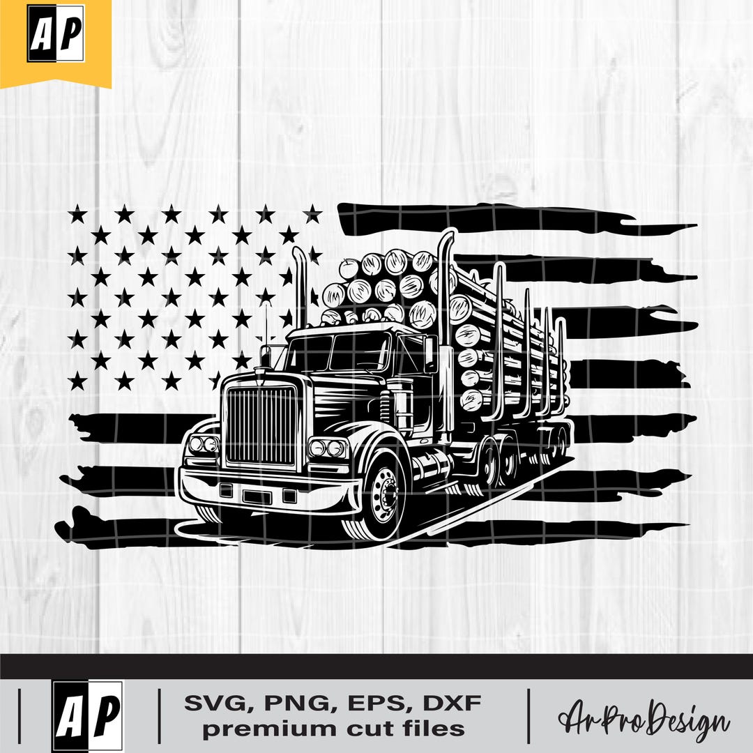US Logging Truck Svg – Timber Hauler Big Rig Clipart for Cricut, PNG ...
