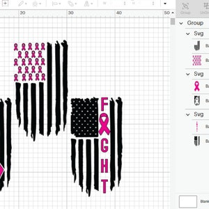 Fight Cancer US Flag SVG, Pink Ribbon Svg, Clipart for Cricut, Cancer ...