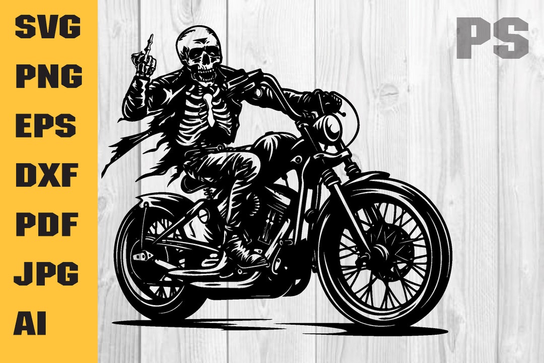 Skull Middle Finger Riding Motorcycle SVG , Motorcycle Skull Svg ...