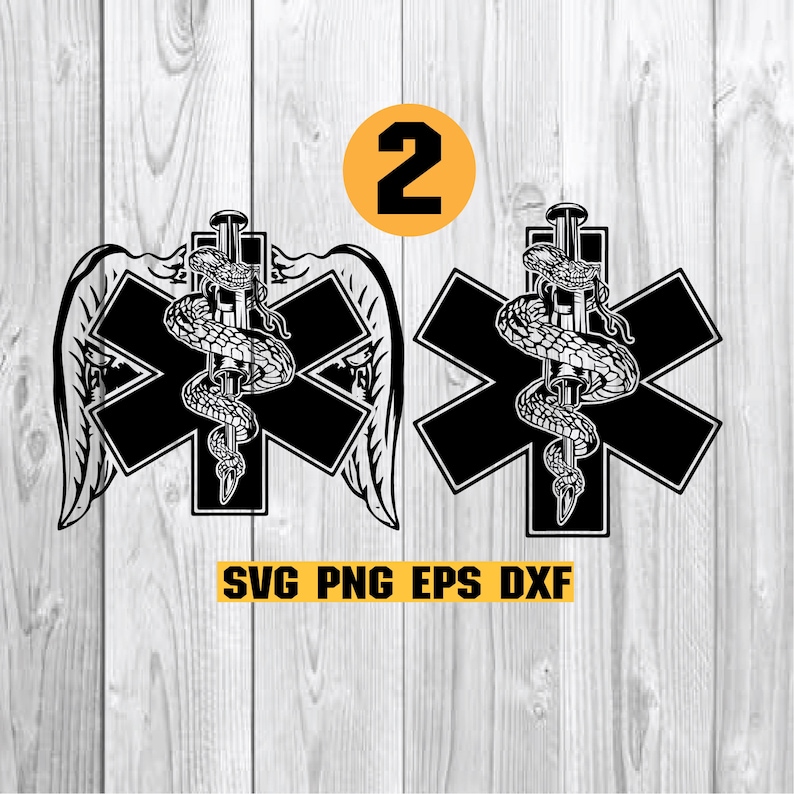 Paramedic EMS Svg With Wings Star of Life Monogram Medic - Etsy