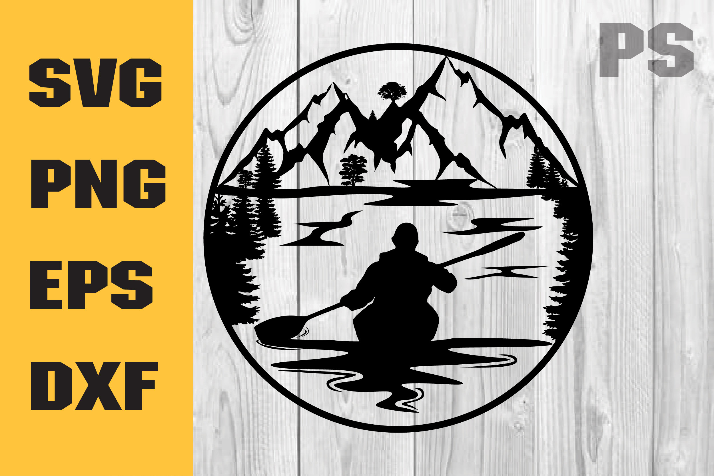 Kayaking Svg Lake Scene Clipart River Activity Cut File - Etsy