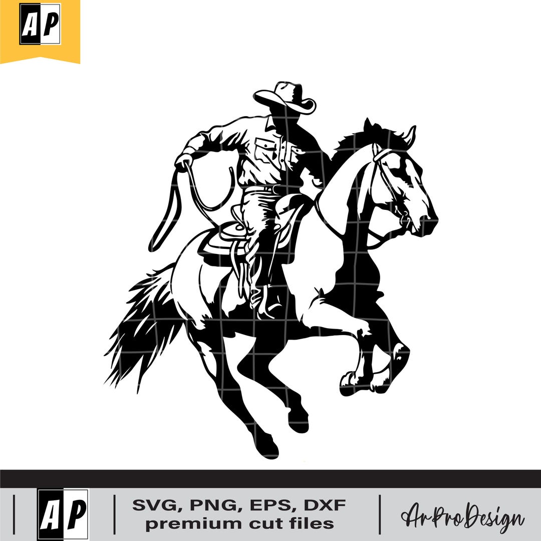 Rodeo Svg, Cowboy Svg, Western Cowboy Riding Horse Svg, Rodeo Cowboy ...