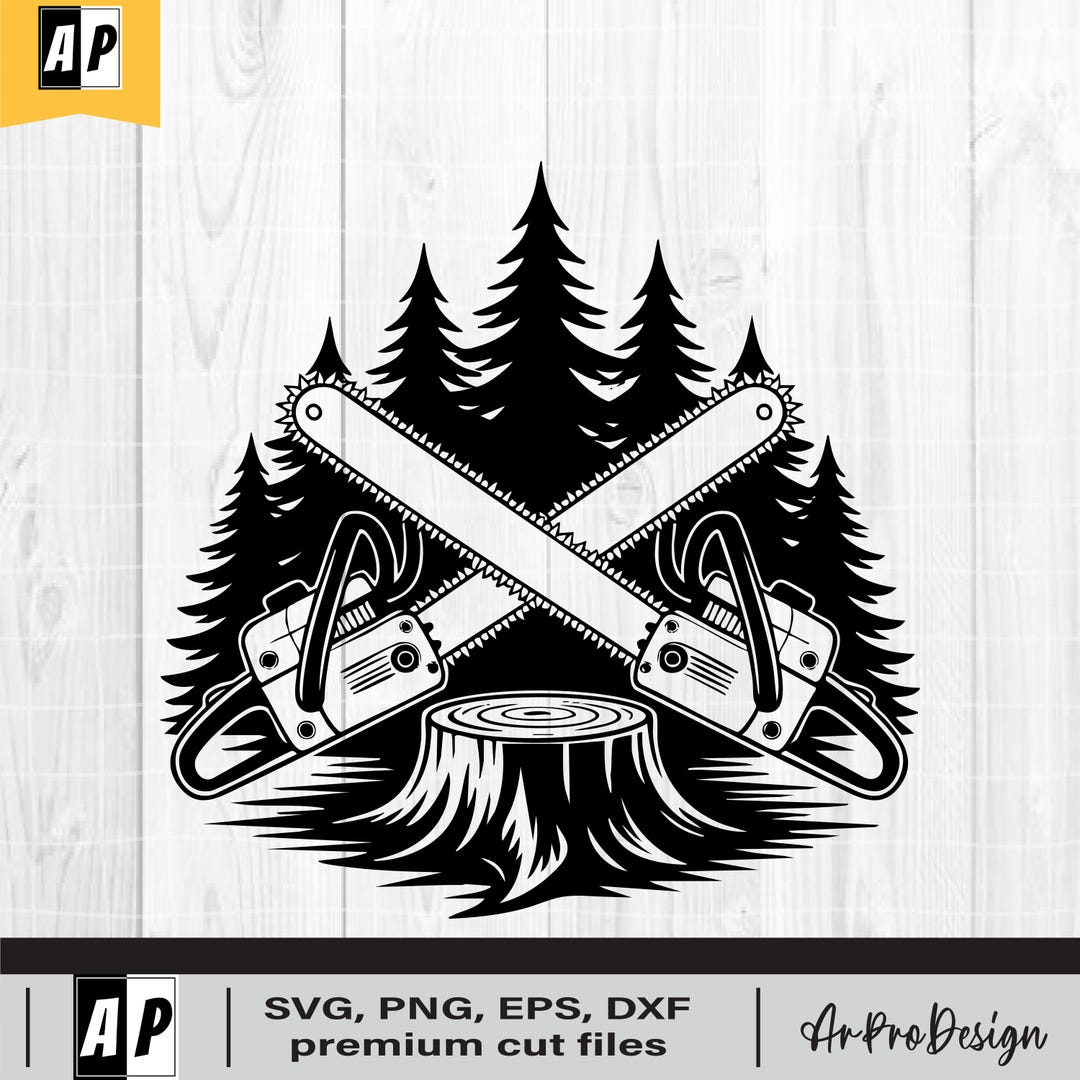 Lumberjack Scene Svg, Wood Saw With Trees Clipart, Lamberjack Svg, Wood ...