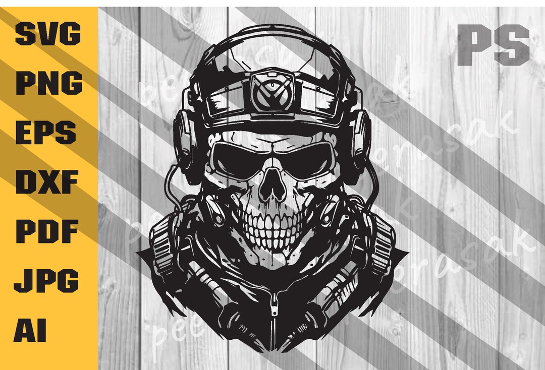Night Vision Goggles Soldier Skull SVG, Military Personnel Vinyl ...