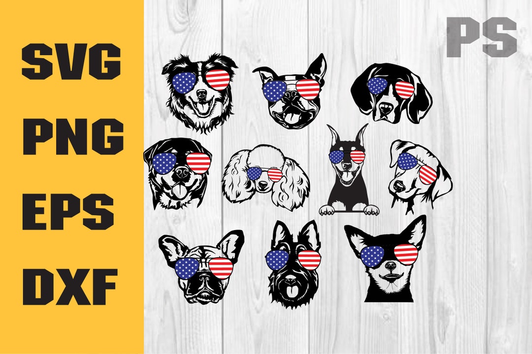 Patriotic Dog With American Glasses SVG - Etsy