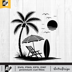 Sunset Beach Svg, Beach Life Svg, Tropical Beach Sunset SVG, Beach Svg ...