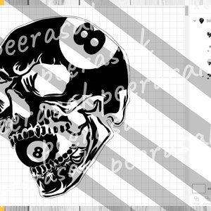 8-ball Skull Skeleton Svg, Billiards SVG, Billiards PNG, Snooker Svg ...