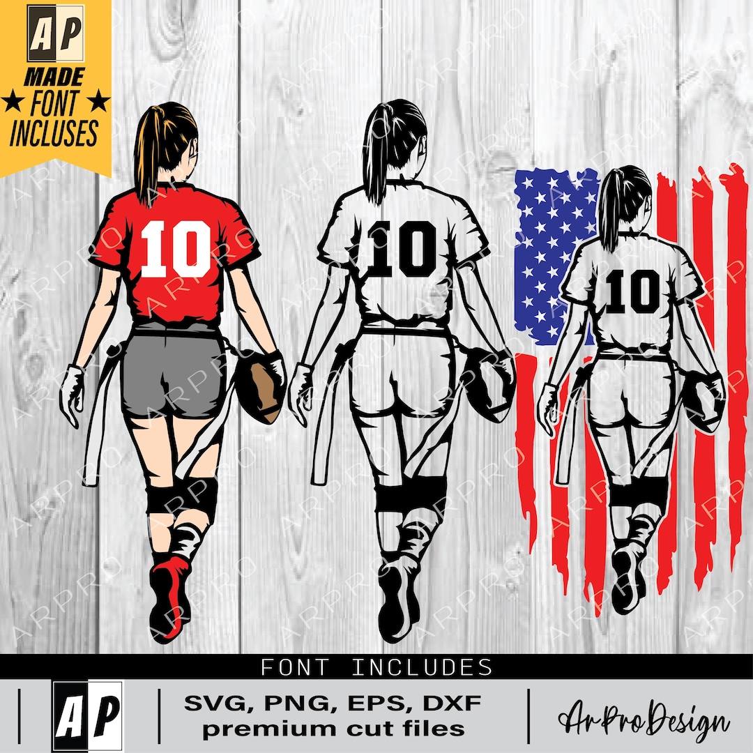 Flag Football Player Svg, Colored Layers, Personalized Name, Football ...