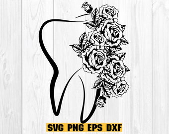 Floral Tooth Svg | Etsy
