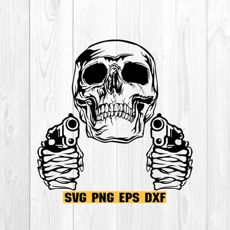 Skull With Guns Svg Skull Svg Skull Head Svg Skull - Etsy Canada