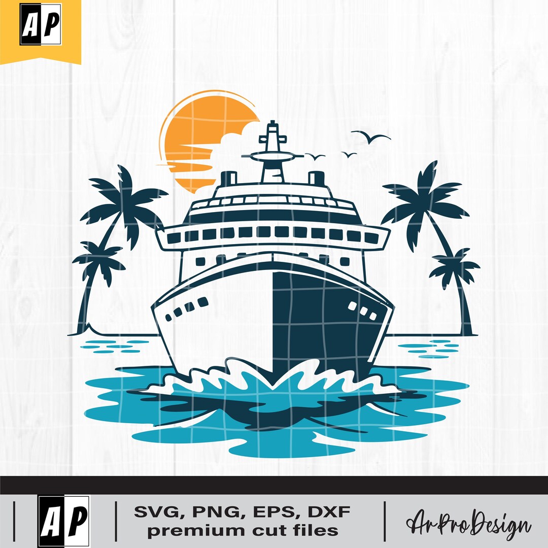 Cruise Ship SVG, Beach Vacation Clipart, Ship Svg, Ocean Liner Svg ...