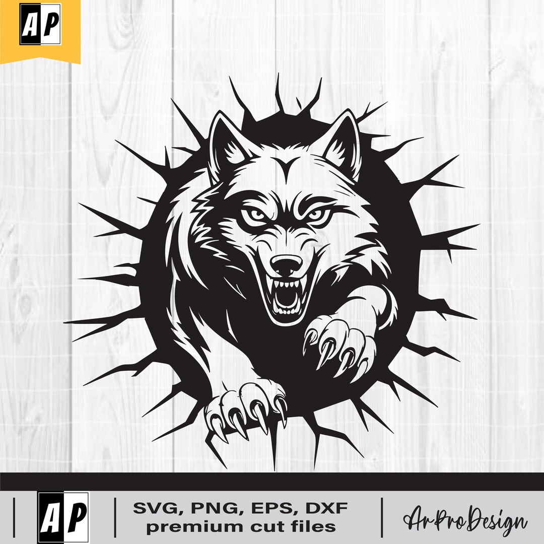 Wolf Claws Scratch SVG, Wolf Breaking Wall Svg, Wolf Claw Mark Svg ...