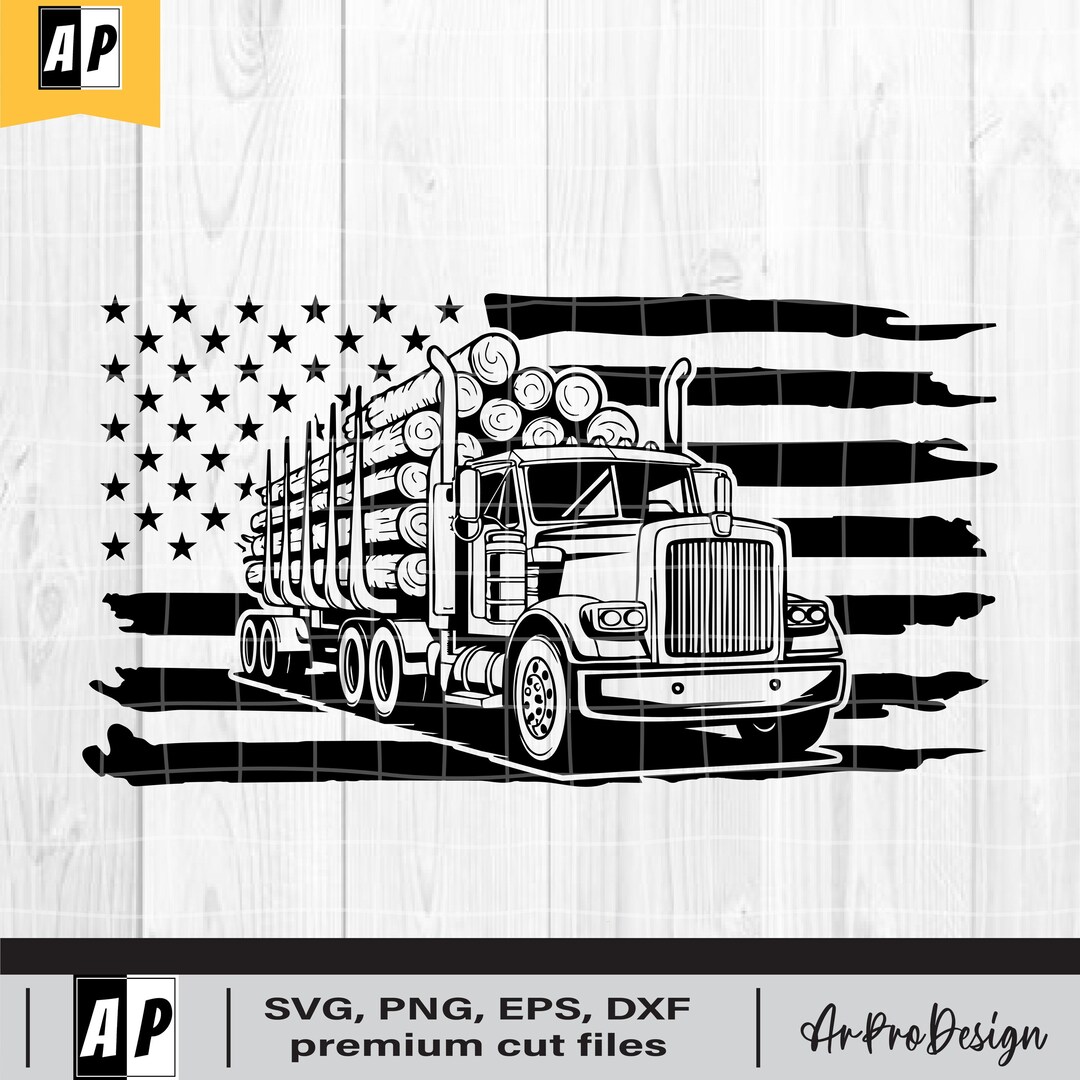 US Logging Truck Svg – Timber Hauler Big Rig Clipart for Cricut, PNG ...