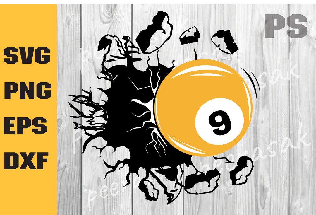 Detailed Billiards 9 SVG for Easy Printing on T-shirts, Mugs, Cards ...