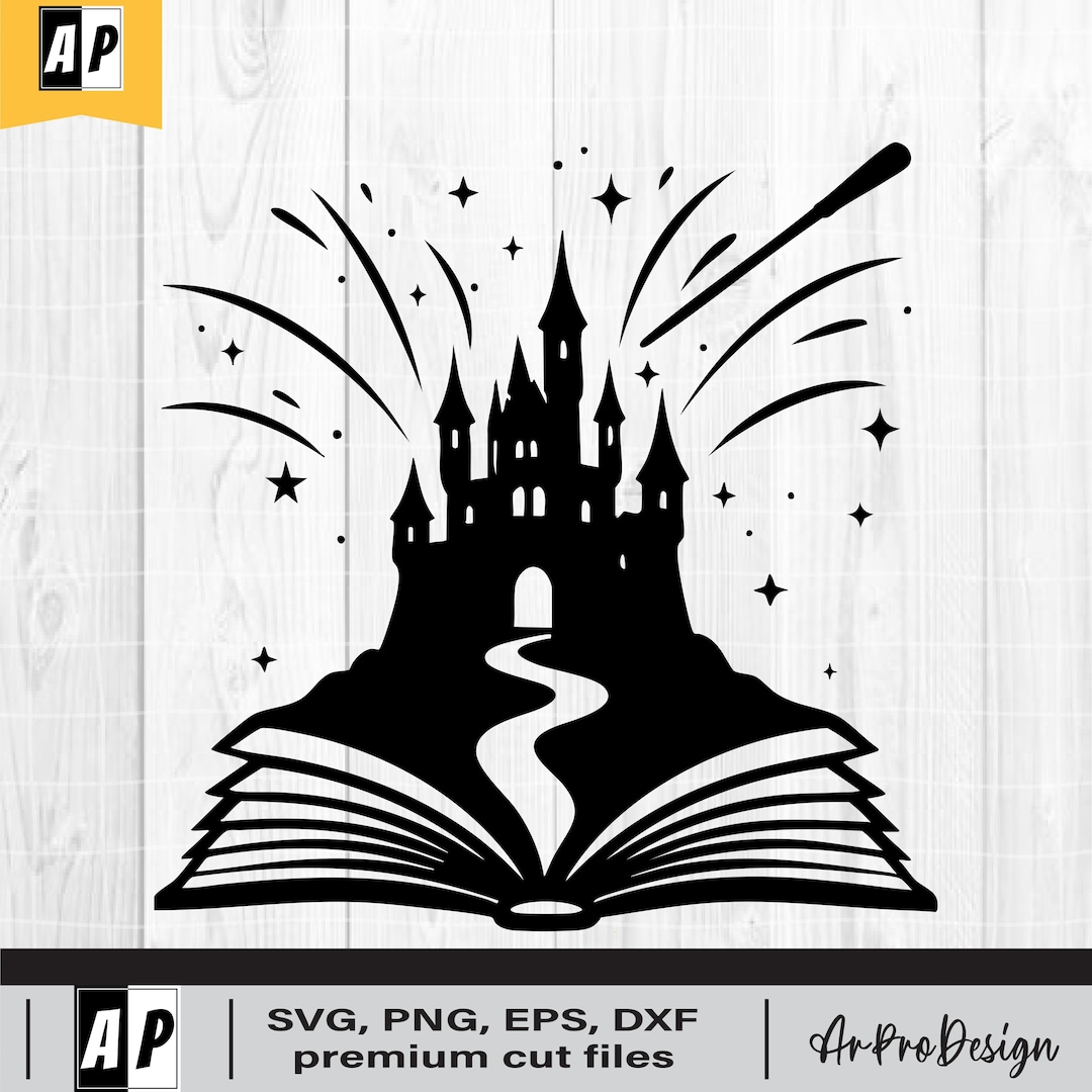 Wizard Book Svg, Magic Wand Svg, Magical Castle Storybook SVG, Castle ...