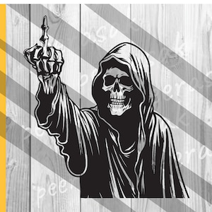 Grim Reaper Middle Finger SVG, Skull SVG, Middle Finger Skeleton SVG ...