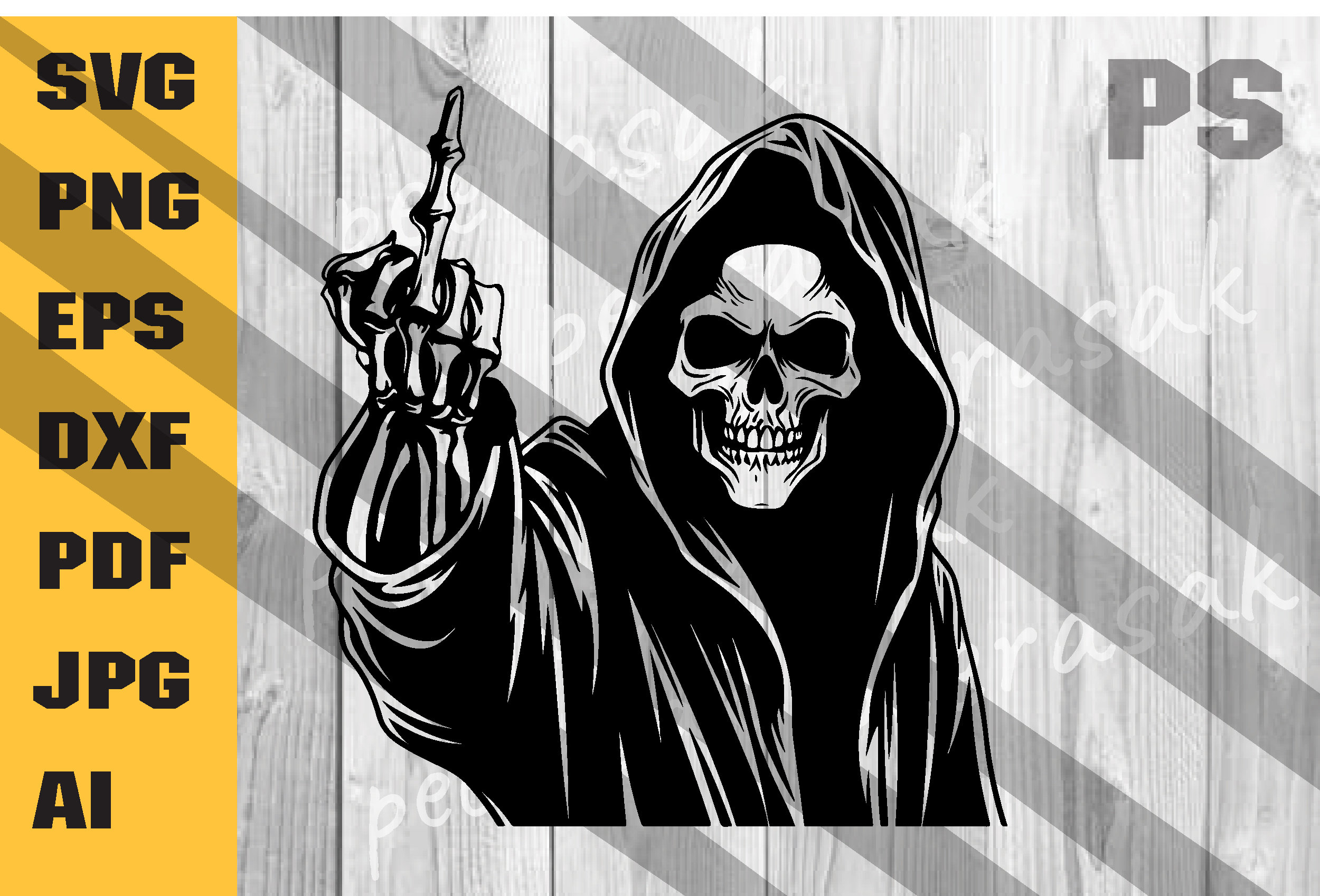 Grim Reaper Middle Finger SVG, Skull SVG, Middle Finger Skeleton SVG ...