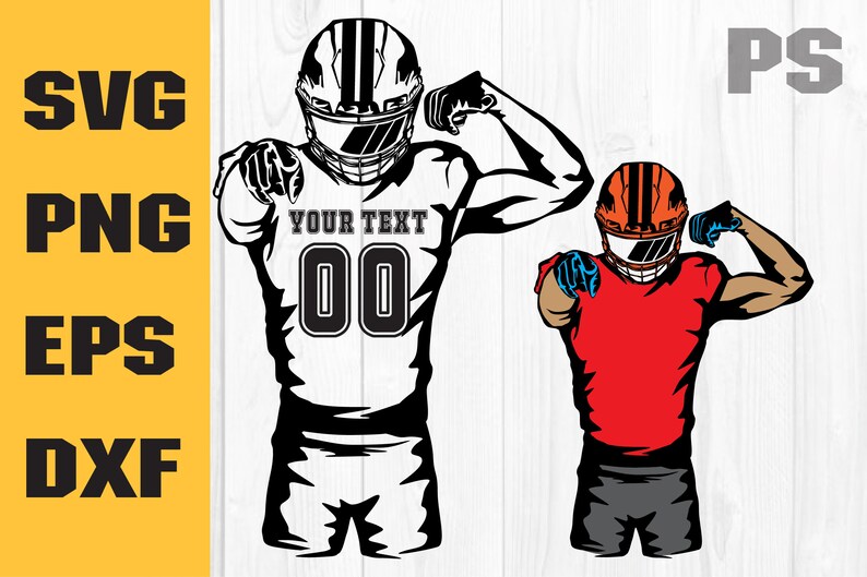 Football Player Svg Football Svg Colored Layers Football - Etsy