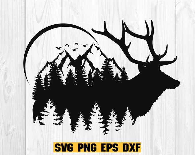 Deer Bundle Svg, Deer Svg, Mountains Svg , Camping Svg, Nature Deer Svg ...