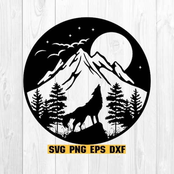 Wolf Howling Svg Wolf Howling in A Moon Svg Howling Wolf - Etsy