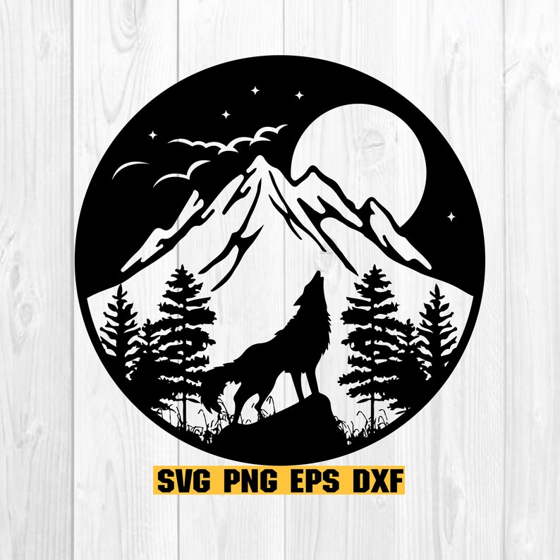Wolf Howling Svg Wolf Howling in A Moon Svg Howling Wolf - Etsy