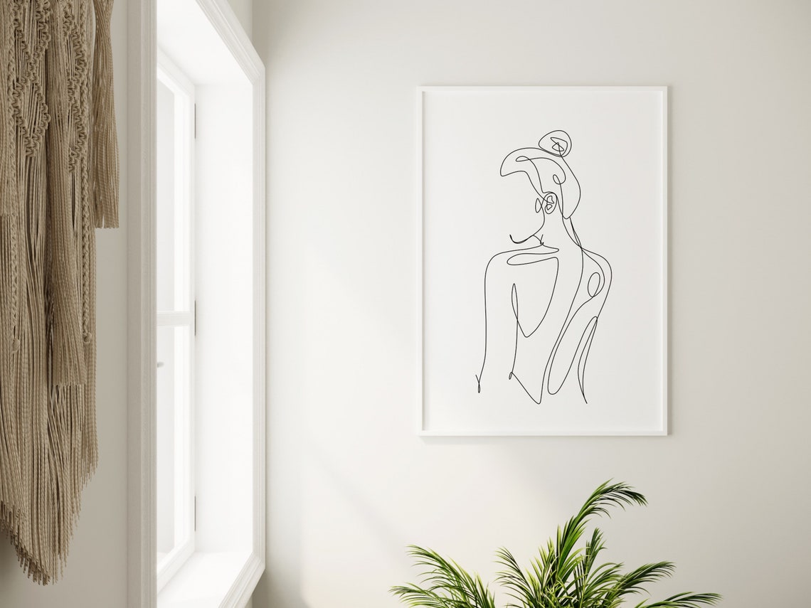 Female Back Line Art Female Line Art Print Femme Figure One | Etsy