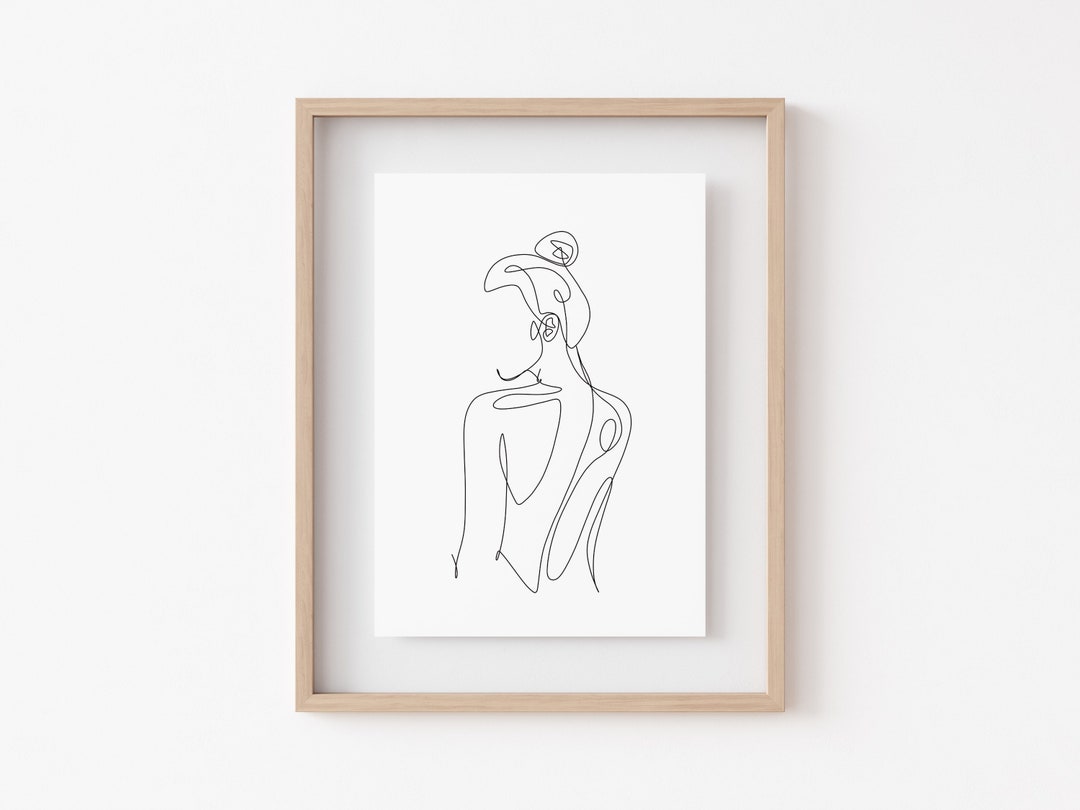 Female Back Line Art, Female Line Art Print, Femme Figure, One Line ...