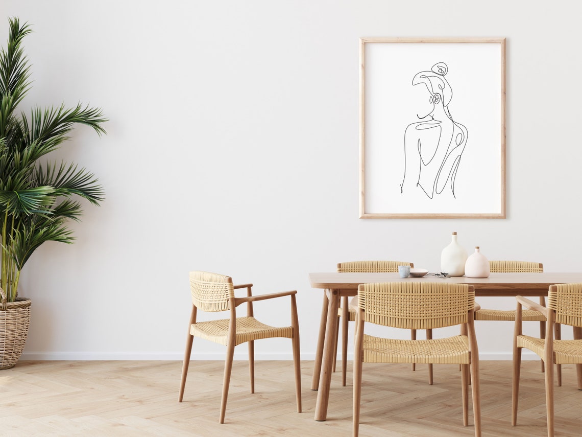 Female Back Line Art, Female Line Art Print, Femme Figure, One Line ...