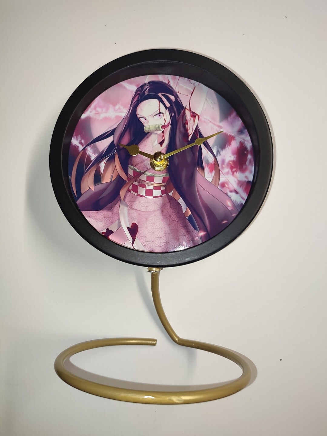 Black and Gold Metal Installation Clock, Nezuko Deco by Demon Slayer - Etsy