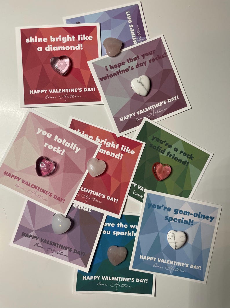Valentine's Cards for Kids, School Valentines, Rock and Gemstone Theme ...