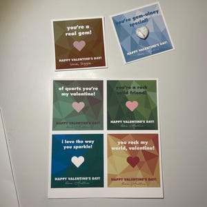 Valentine's Cards for Kids, School Valentines, Rock and Gemstone Theme ...