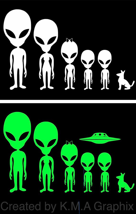 Alien Family Sticker Cat UFO Sticker | Etsy